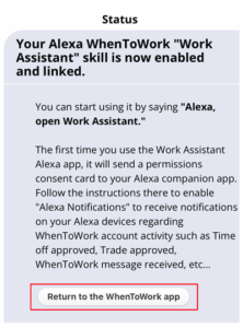 “Work Assistant” Skill for Alexa – MOBILE Setup Steps – WhenToWork Help