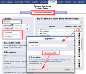 REPORTS > Third Party Software Exports – WhenToWork Manager Help
