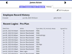 Employee History Login Access Log – Pro Plan – WhenToWork Manager Help